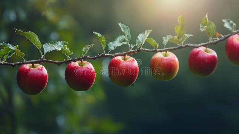 Line of Apple Fruit on Table Outdoors Stock Photo - Image of natural ...