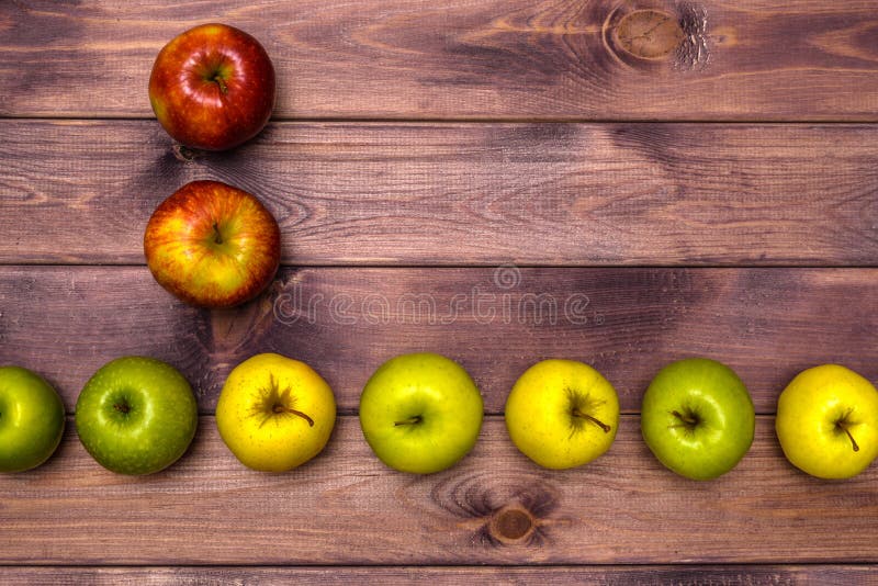 Line of Apples on the Table Stock Photo - Image of fruits, vitamins ...