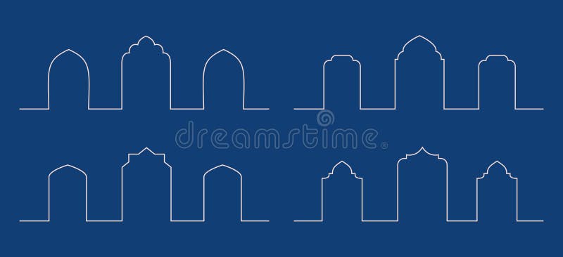 Line Arabian Arches, Gates. Simple Outline Border with Oriental Doors ...