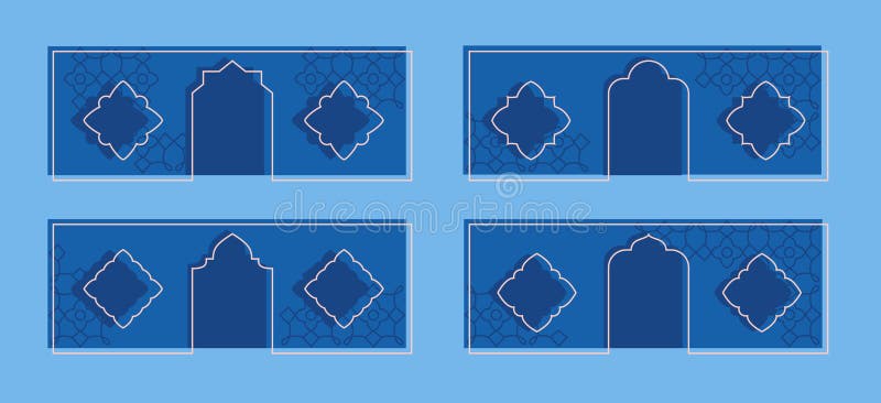 Line Arabian Wall with Window, Arch, Door. Outline Border with Oriental ...