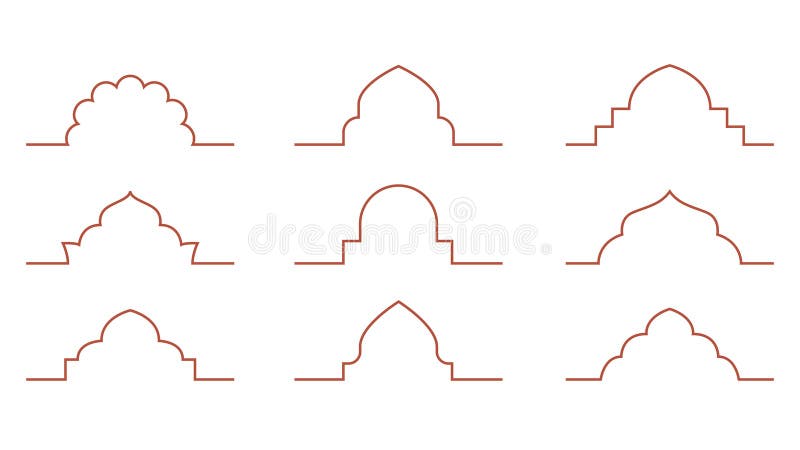 Line Arabic Arch Frame Border Pattern. Simple Outline Tunisia, Saudi ...