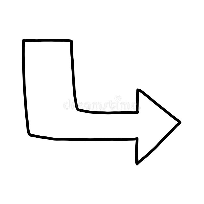 Line Arrow. Hand Drawn Simple Sketchy Direction Pointer Sign, Black ...