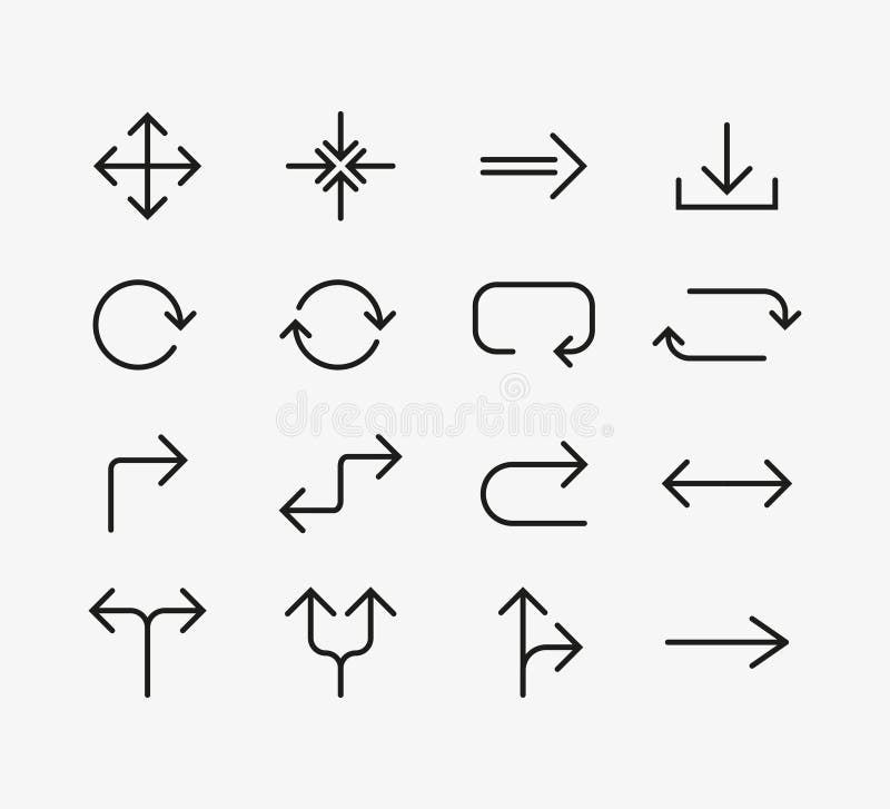 Line Arrow Icon Set. Vector Illustration, Flat Design Stock ...