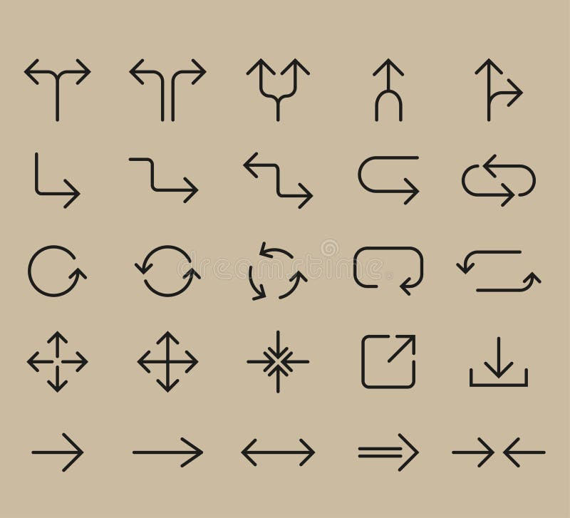 Line Arrow Icon Set. Vector Illustration, Flat Design Stock ...