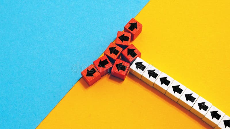 A Line of Arrows Breaking Apart. Symbol of Disruption and Challenges ...