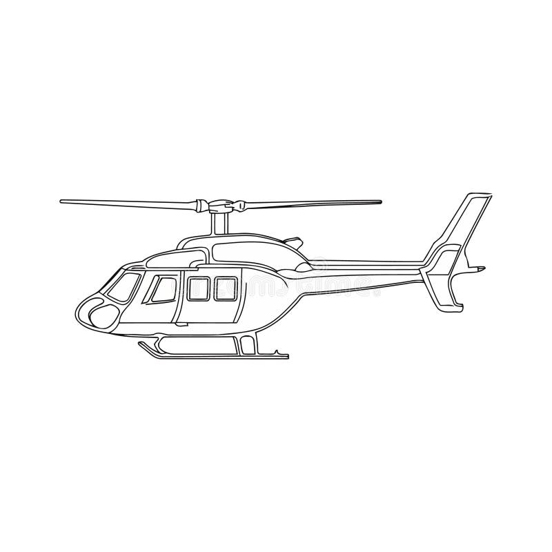 Line Art Army Helicopter Vector Drawing. Stock Illustration ...