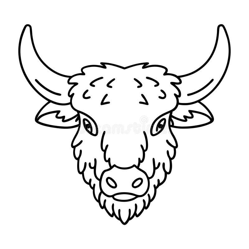 Line Art Bison Head Illustration with Horns, Simplistic Design, AI ...