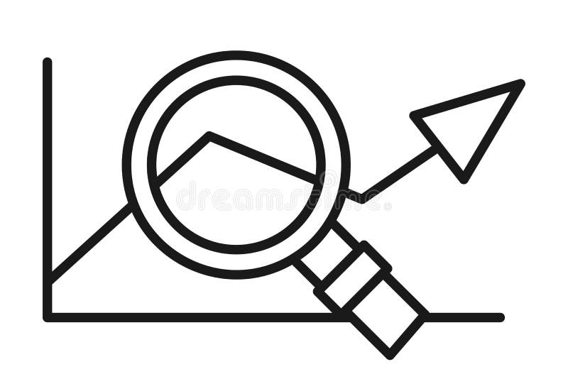 Line Art Black and White Graph Analyze Icon Stock Vector - Illustration ...
