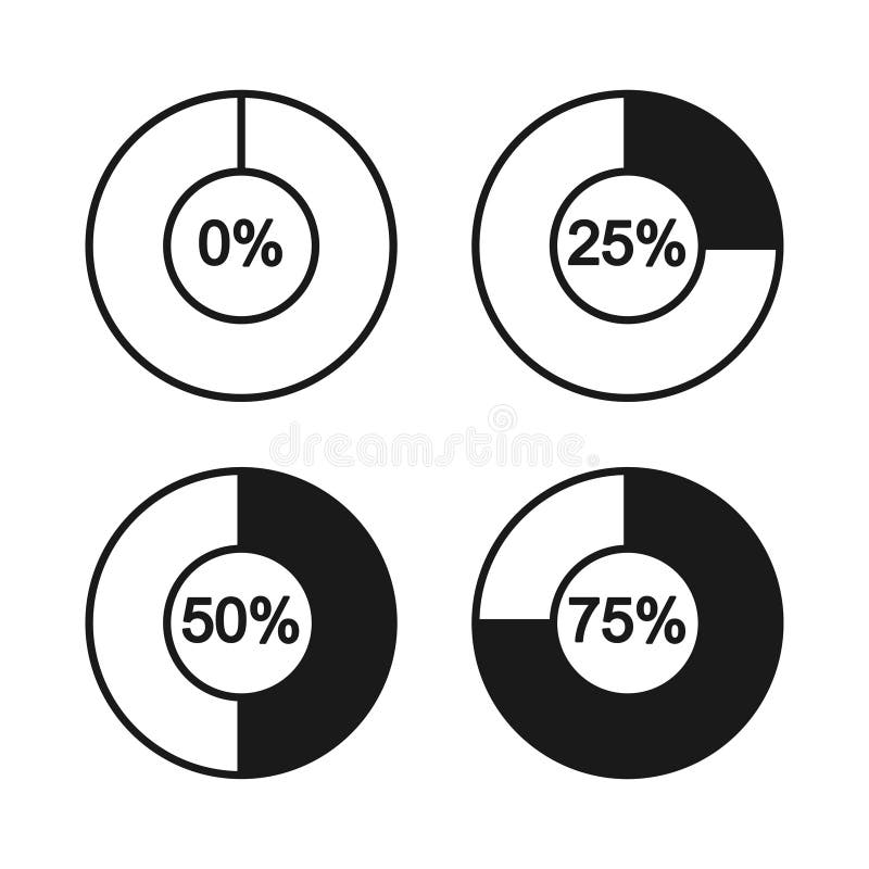 Line Art Black and White Pie Chart Set Stock Vector - Illustration of ...
