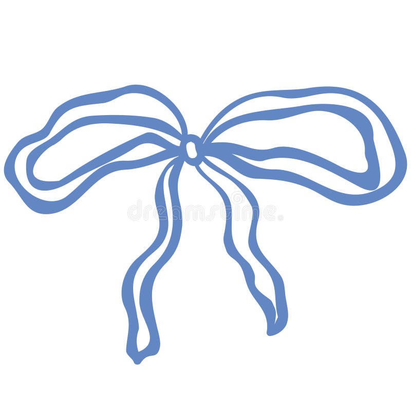 Line Art Blue Bow. stock illustration. Illustration of gift - 372220248