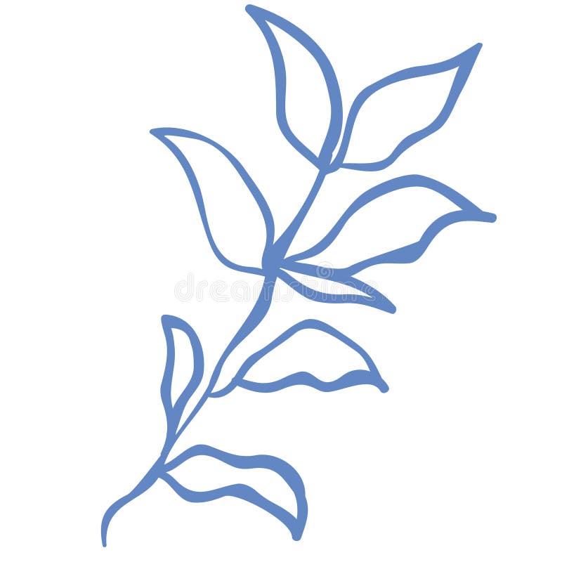Line Art Blue Branch. stock illustration. Illustration of doodle ...