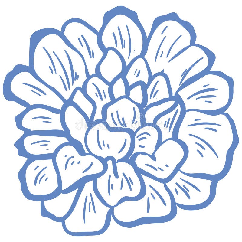 Line Art Blue Flower. stock illustration. Illustration of floral ...