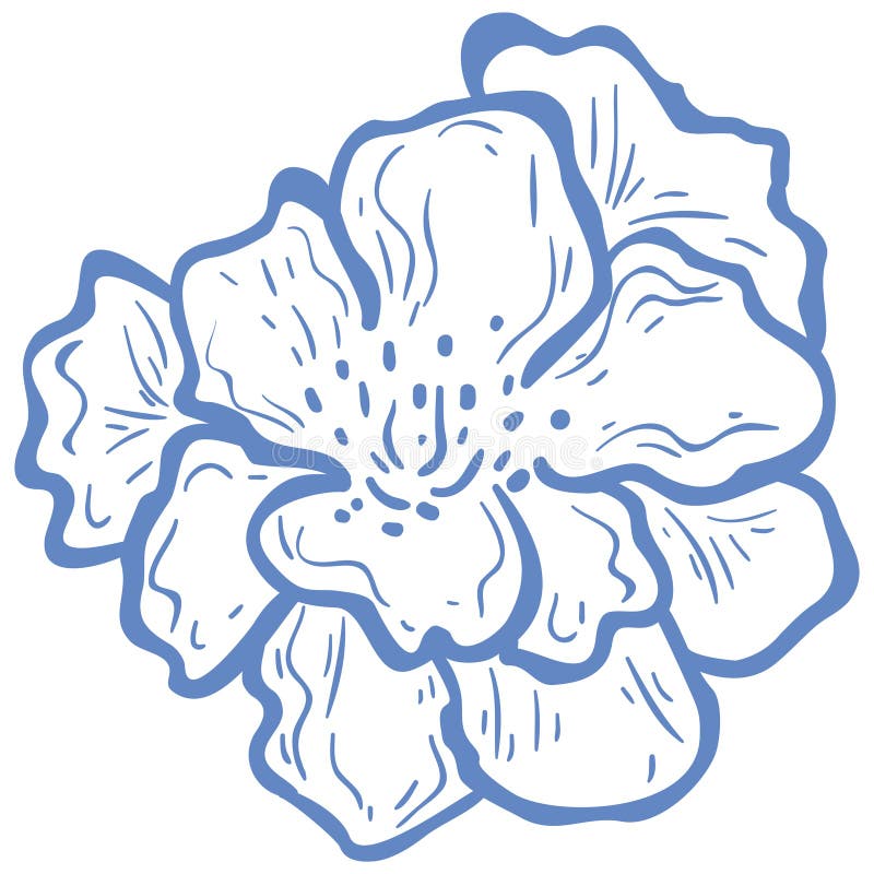 Line Art Blue Flower. stock illustration. Illustration of clipart ...
