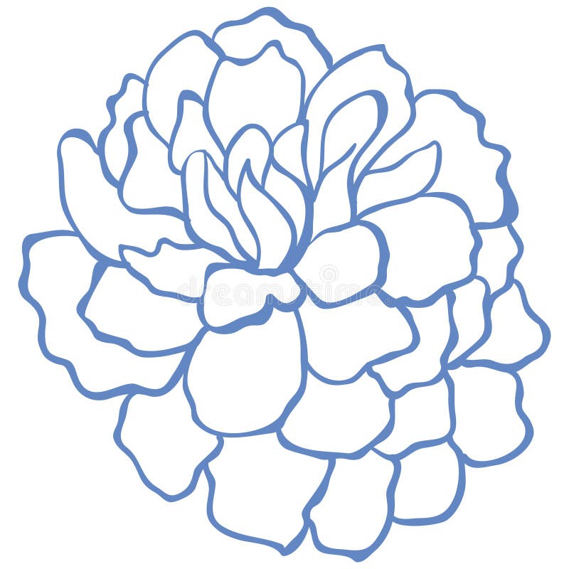 Line Art Blue Flower. stock vector. Illustration of decoration - 366377324