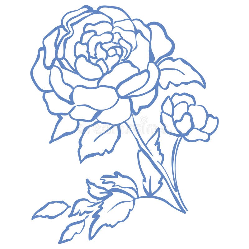 Line Art Blue Flower. stock illustration. Illustration of clipart ...