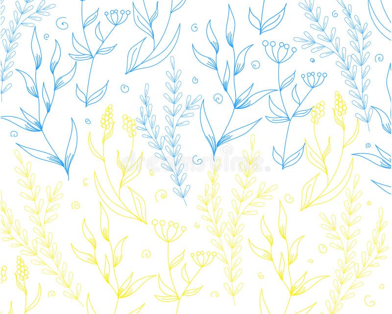 Line Art Blue-yellow Floral Stock Vector - Illustration of wallpaper ...
