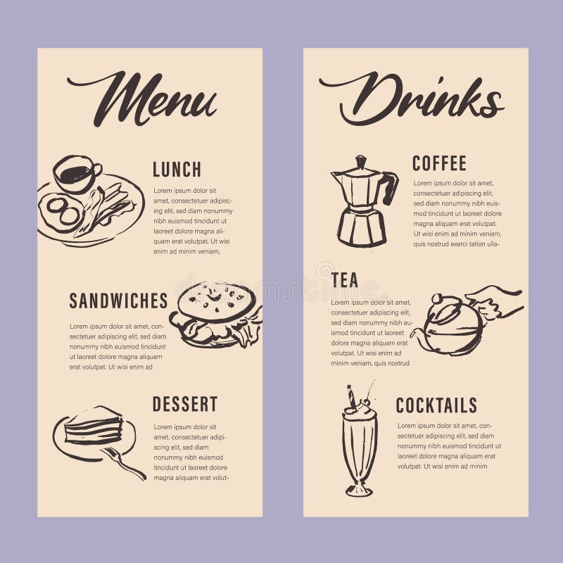 Line Art Cafe Menu Template Stock Illustration - Illustration of ...