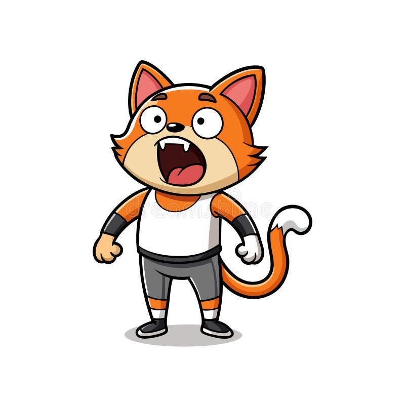Line Art Cat in Shouting Pose Stock Image - Illustration of nature ...