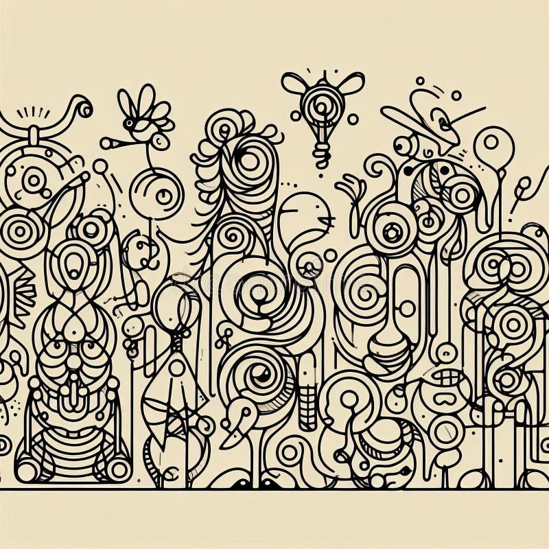 Line Art Characters Figures Created Using only Lines Varying in Stock ...