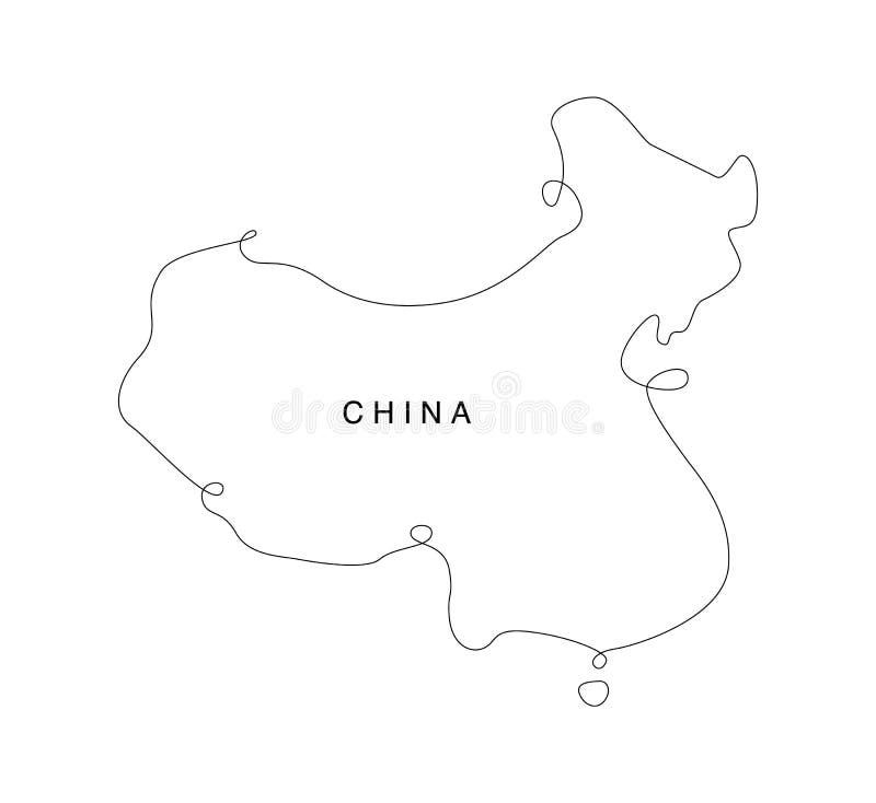 Line Art China Map. Continuous Line East World Map. Vector Illustration ...