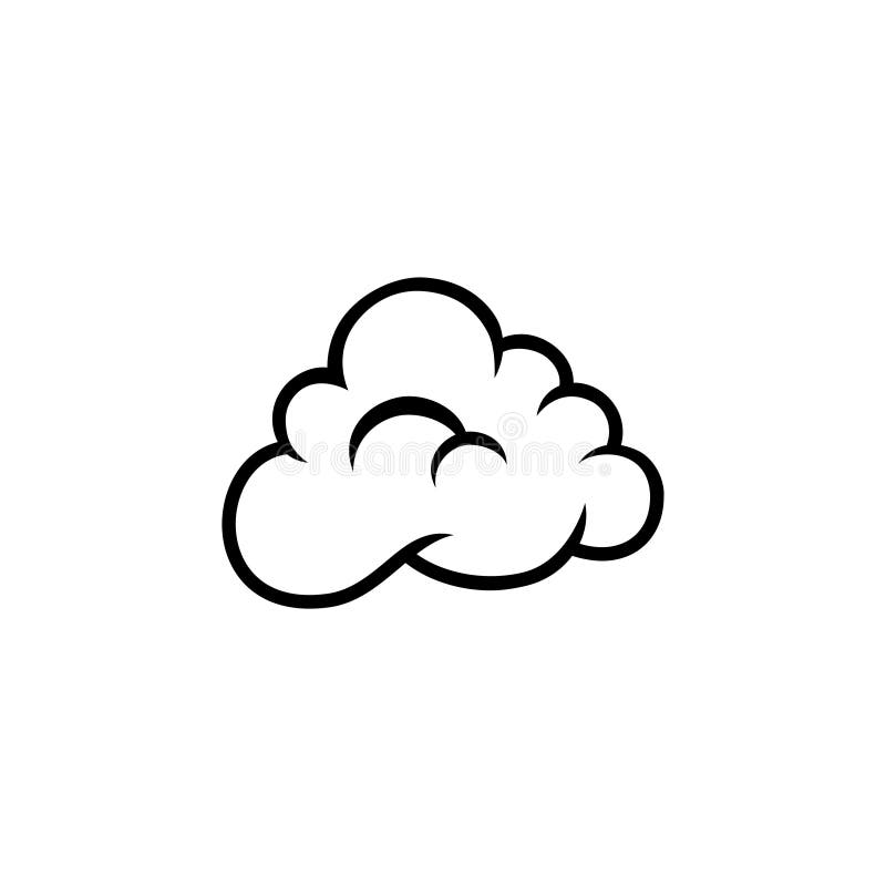 Line Art Cloud Vector Design Element. Cloud Silhouette Vector Design ...