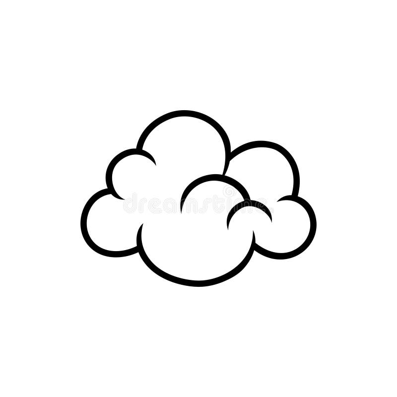 Line Art Cloud Vector Design Element. Cloud Silhouette Vector Design ...