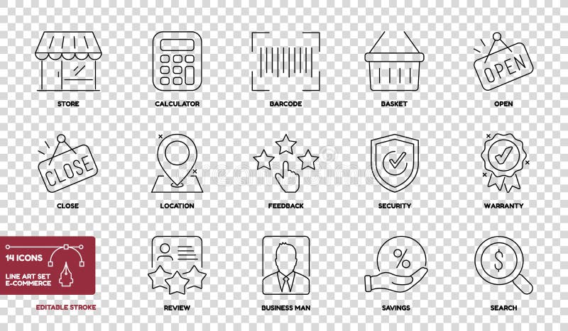 Line Art Collection E-Commerce Icon Set - Different Vector ...
