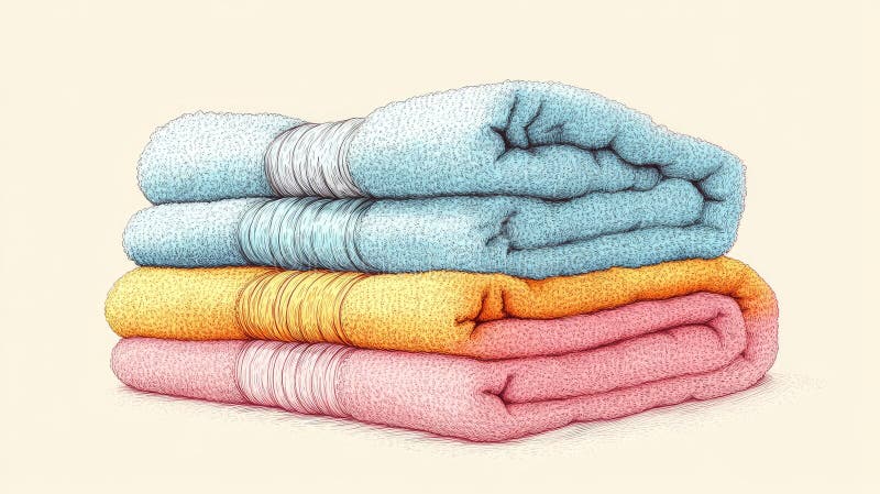 Line Art of Colorful Folded Towels Stack Stock Photo - Image of modern ...