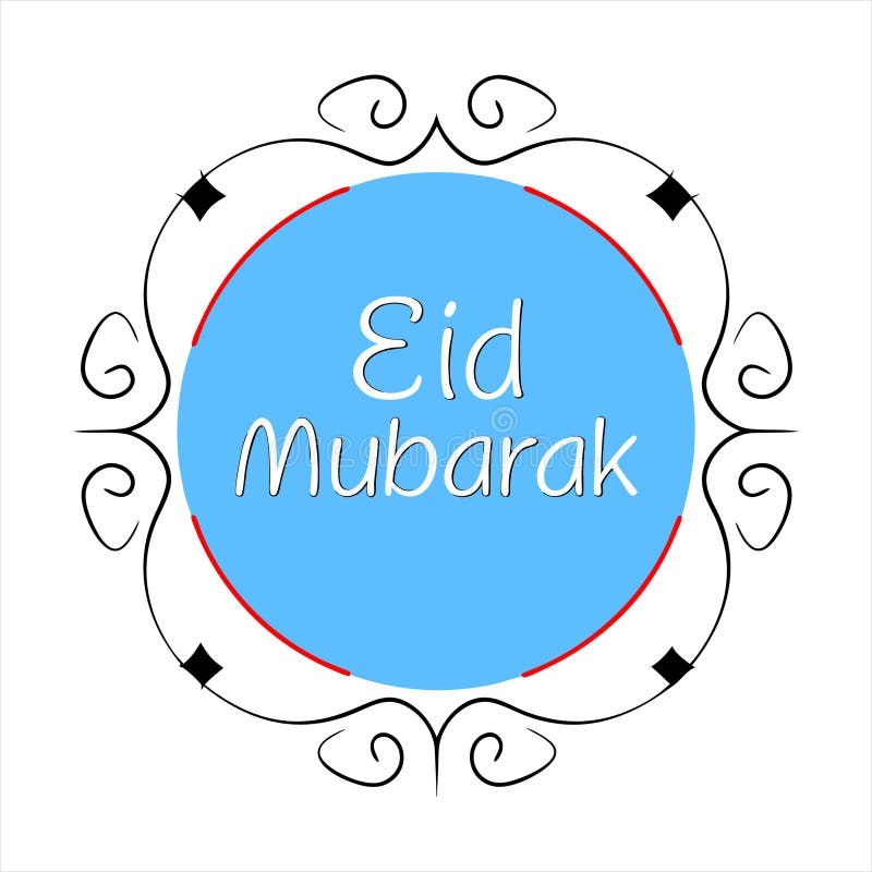 Line Art Colour Eid Mubarak Typhography Stock Vector - Illustration of ...