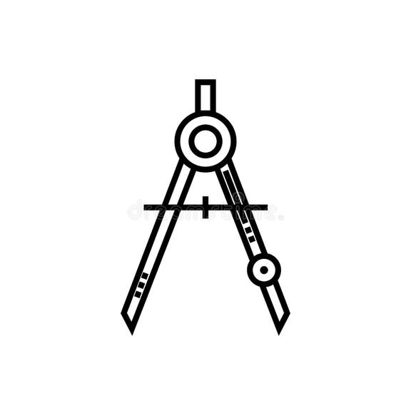 Line Art Compass Icon for Math and Geometry Lessons Stock Vector ...