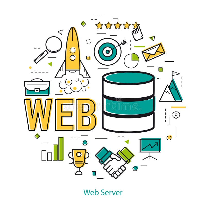 Line Art Concept - Web Server Stock Vector - Illustration of mobile ...