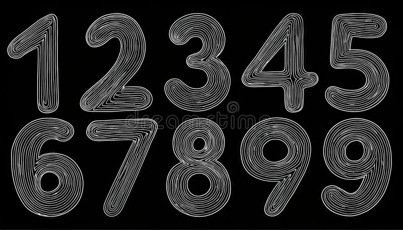 Line Art Continuous Number Sequence Minimalist Drawing Showcasing ...