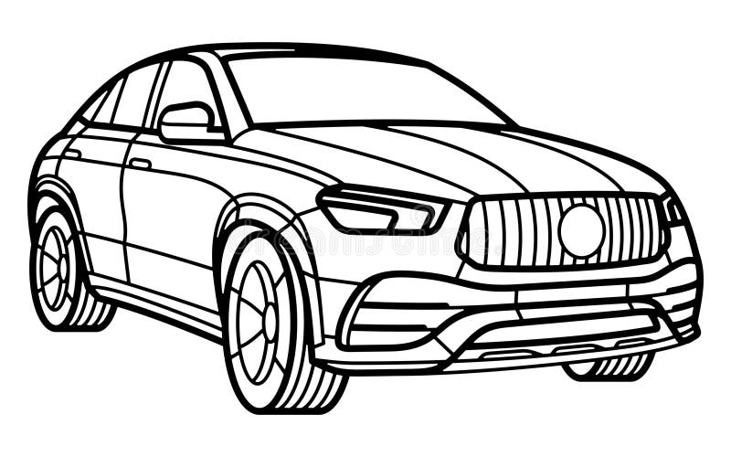 Line Art Contour Outline German Car Vector Illustration Stock Vector ...
