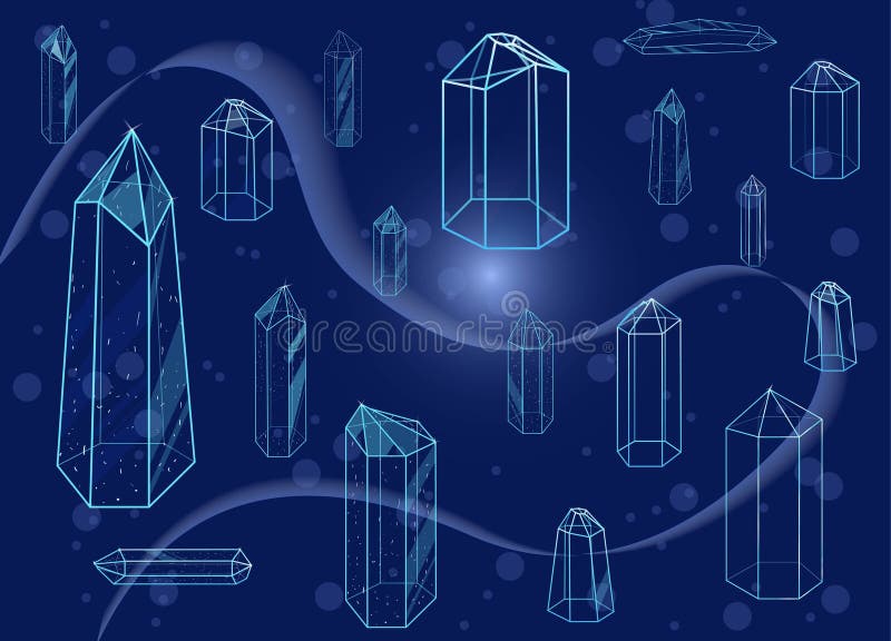 Line Art Crystal. Curative Transparent Healing Quartz. Blue Clear ...