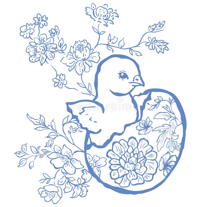 Line Art Cute Baby Chick. stock illustration. Illustration of nature ...