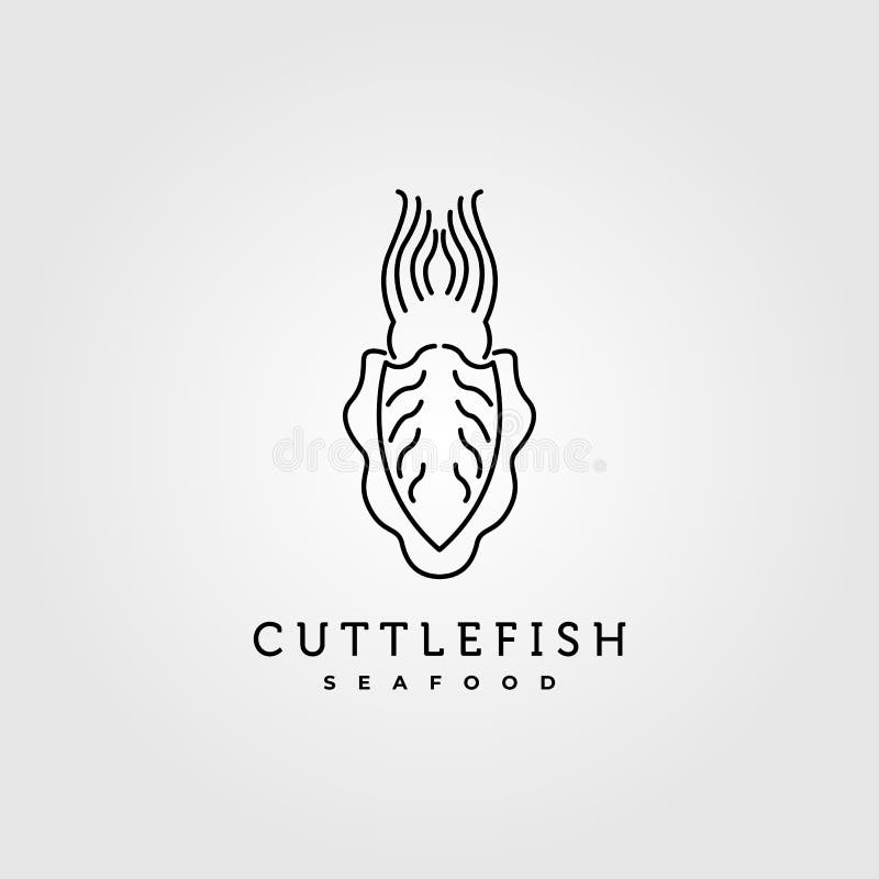 Line Art Cuttlefish Logo Minimalist Vector Symbol Illustration Design ...