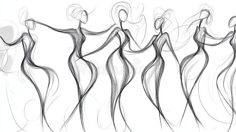 Line Art Dance - an Abstract Line Drawing of People Dancing, Capturing ...