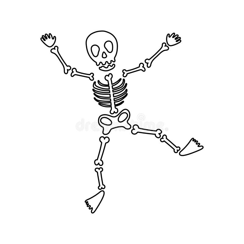Line Art Dancing Skeleton Vector Illustration Halloween Decorative