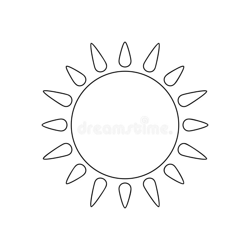 Line Art Design Cartoon Sun Illustration. Weather Element. Stock Vector ...
