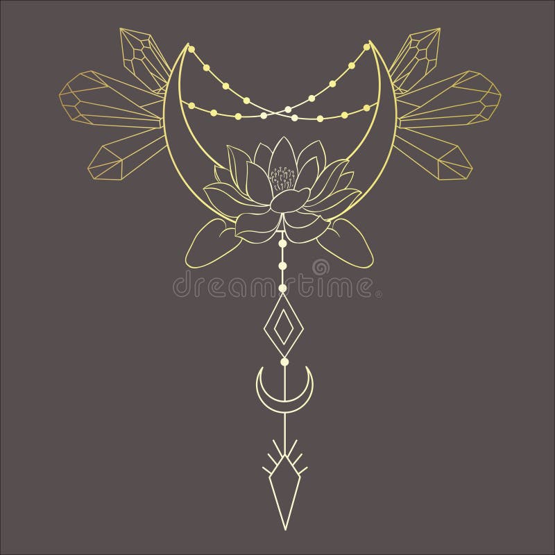 Line Art Design with Crescent on the Dark Background. Stock ...