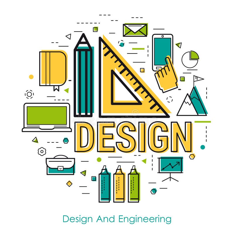 Line Art - Design and Engineering Stock Vector - Illustration of ...
