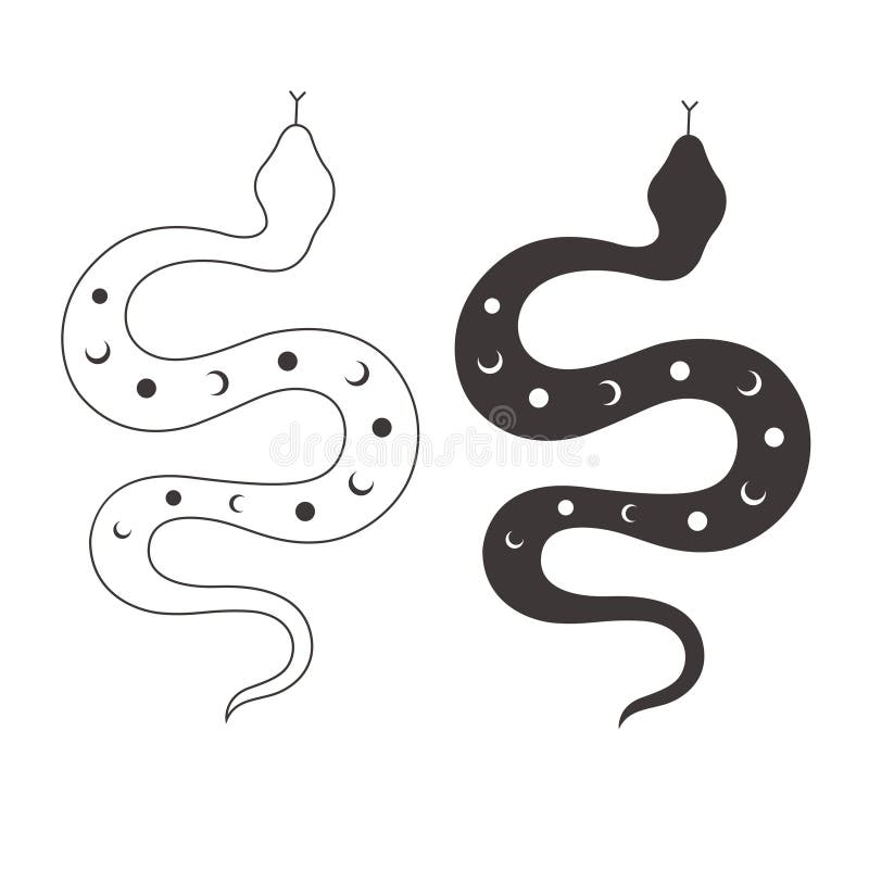 Line Art Design with Snake on the White Background. Stock Vector ...