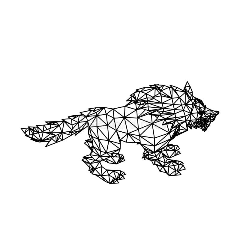 Line Art Design of Wolf Low Poly Stock Vector - Illustration of face ...