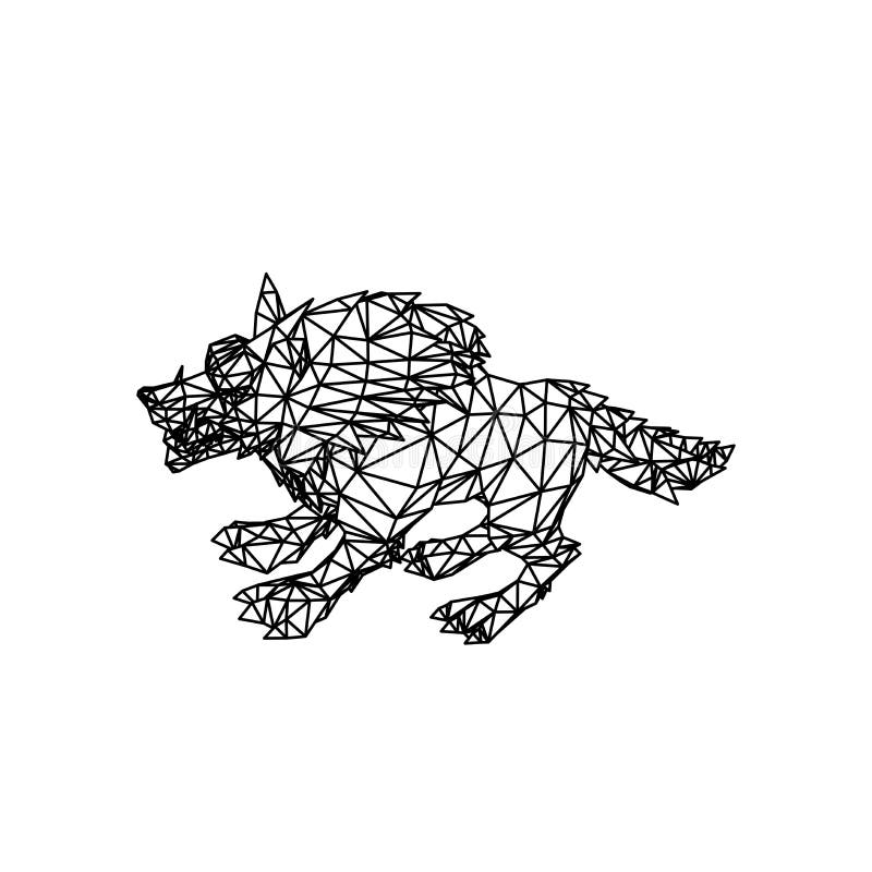 Line Art Design of Wolf Low Poly Stock Vector - Illustration of print ...