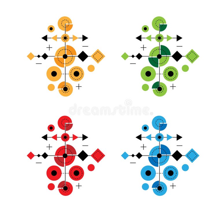 Line Art Different Geometric Figures Design Element Various Colors ...
