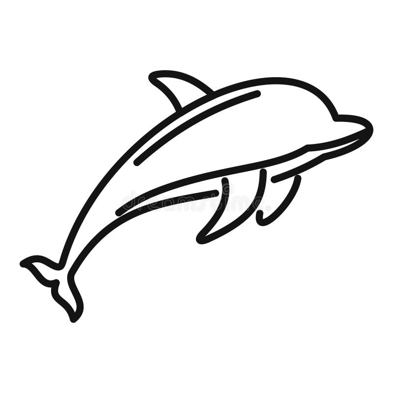 Line Art of a Dolphin Jumping Stock Illustration - Illustration of ...