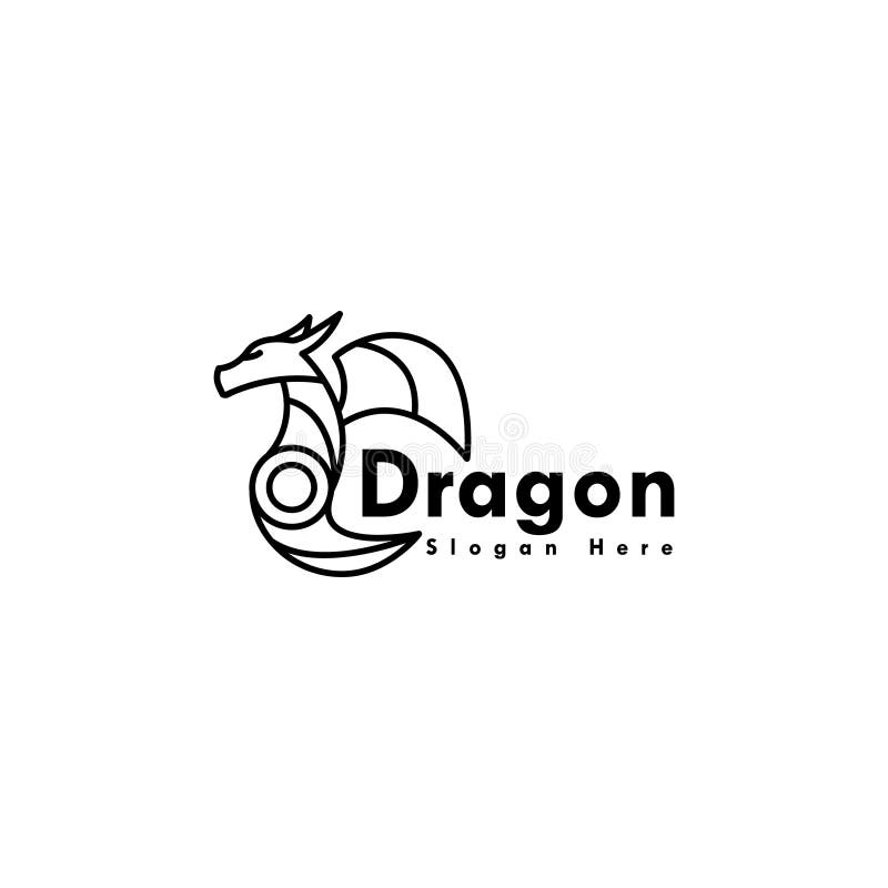 Line Art Dragon Logo Template Design Vector Stock Vector - Illustration ...