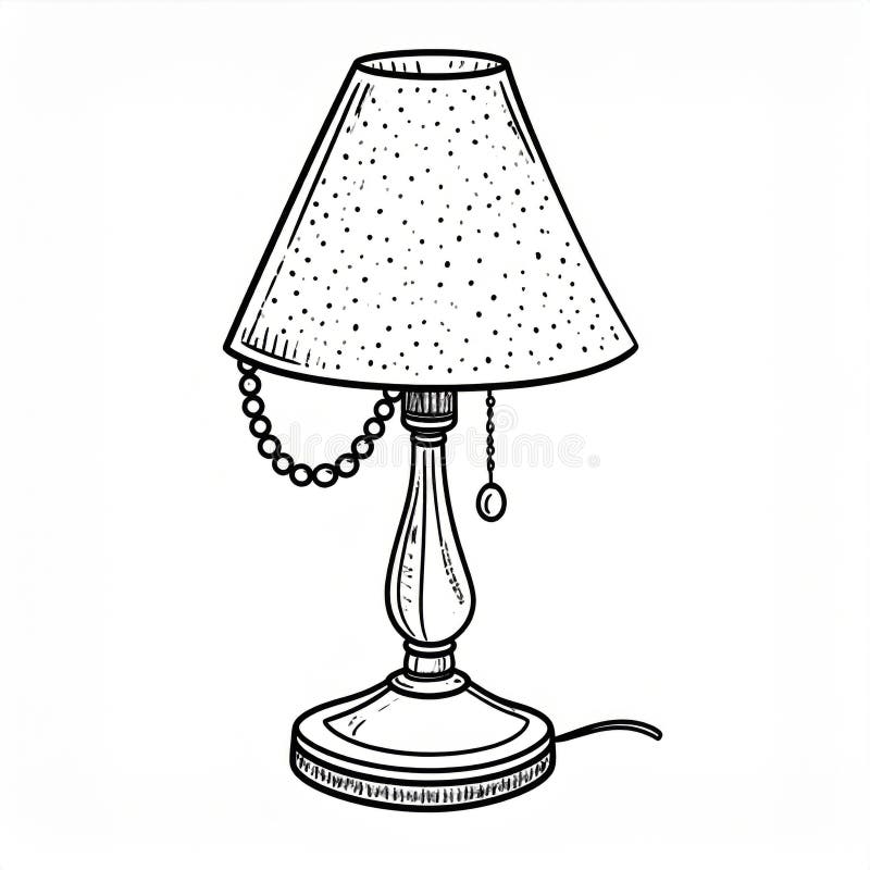 Line Art Drawing of a Classic Table Lamp Stock Illustration ...