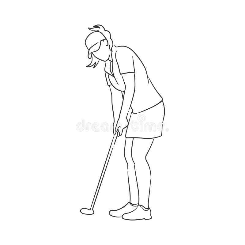 Line Art Drawing of Golfer Illustration Stock Vector - Illustration of ...
