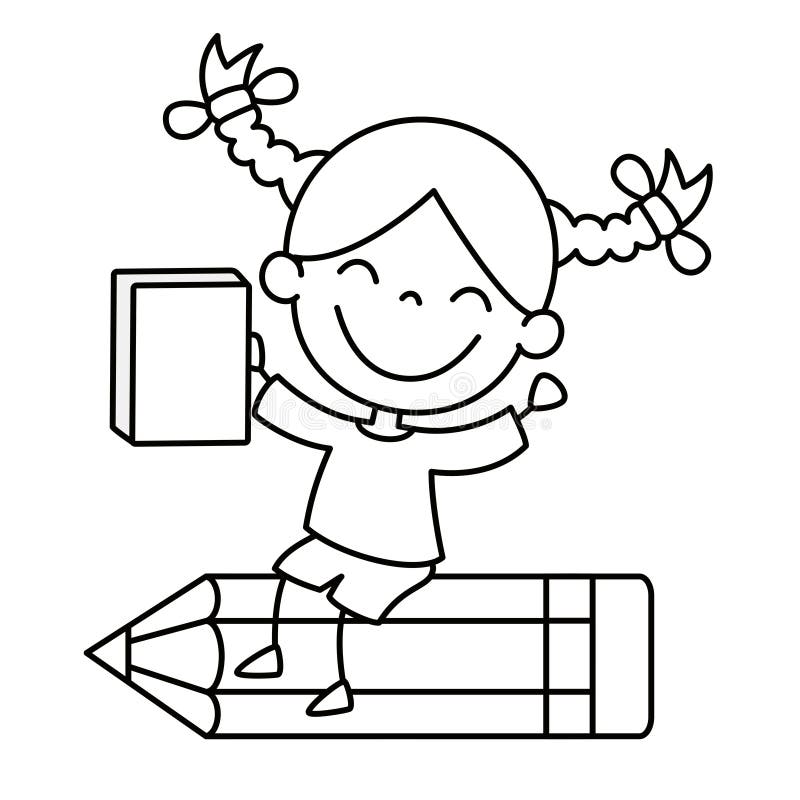 Line Art Drawing for Kids Coloring Page Stock Vector - Illustration of ...